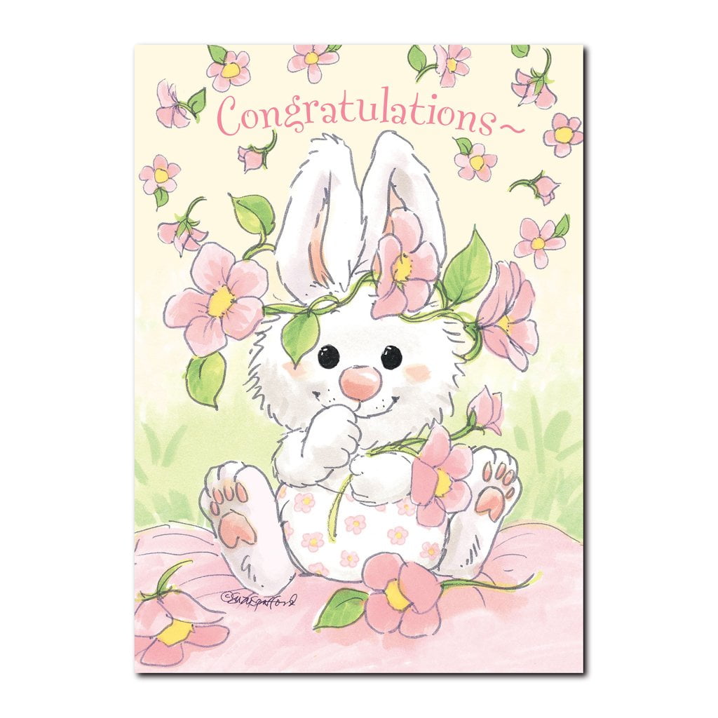 Girl Bunny Baby Congrats Card - Walmart.com