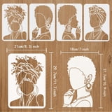 4Pcs Beauty African Tribal Girl Reusable Stencils Painting Templates on ...