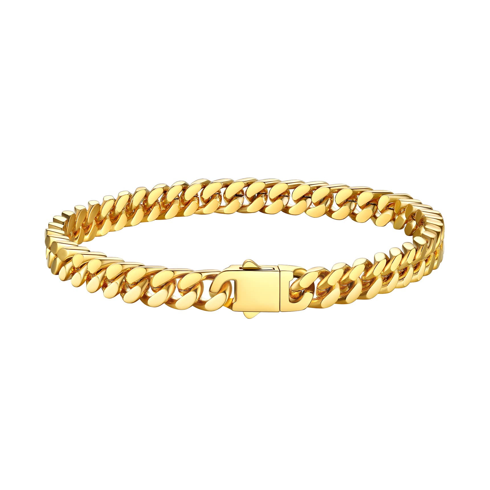 Bestyle 5mm Cuban Link Bracelets for Men Women, 18K Gold Plated ...