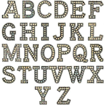 26 Pieces A-Z Rhinestone Iron On Letter Patches, Pearl Rhinestone ...