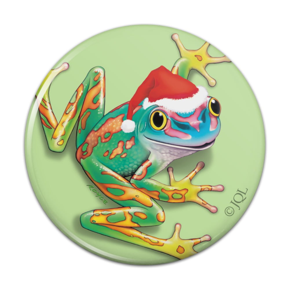 Santa Hat Rainforest Christmas Tree Frog Pinback Button Pin - Walmart.com
