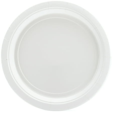 Amscan - Plate - Size 9.02 in - Height 1 in - disposable - solid white ...