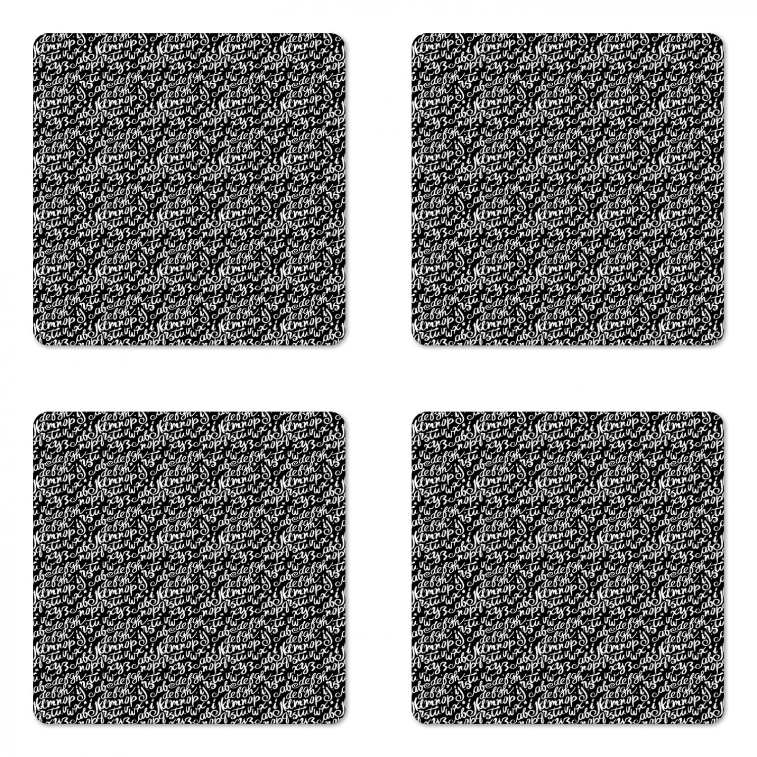 Alphabet Coaster Set of 4, Custom Typography with Cursive Style Letters ...