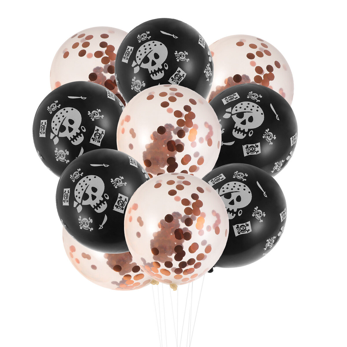 Nuolux 10 Pcs 12 Inch Latex Balloons Set Halloween Black Pirates And