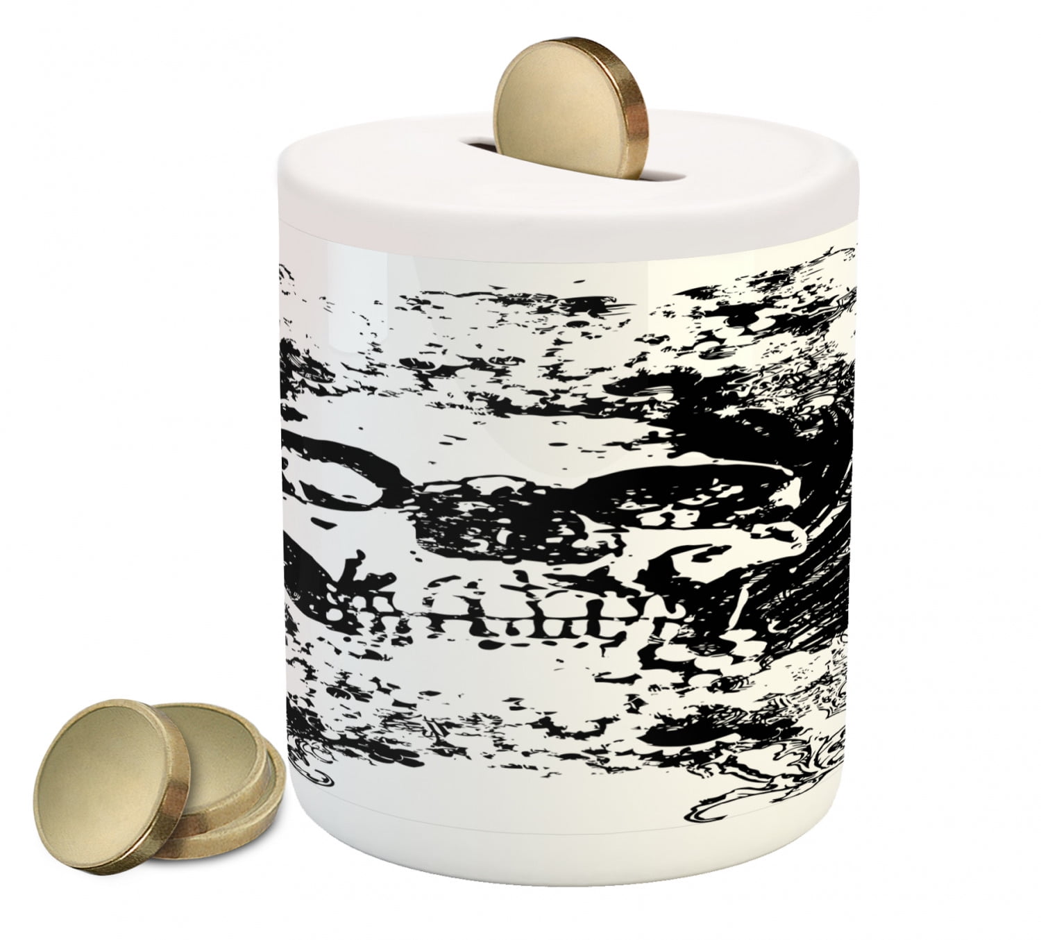 Gothic Piggy Bank, Scary Skull in Grunge Sketch Dead Themed Dark Horror ...
