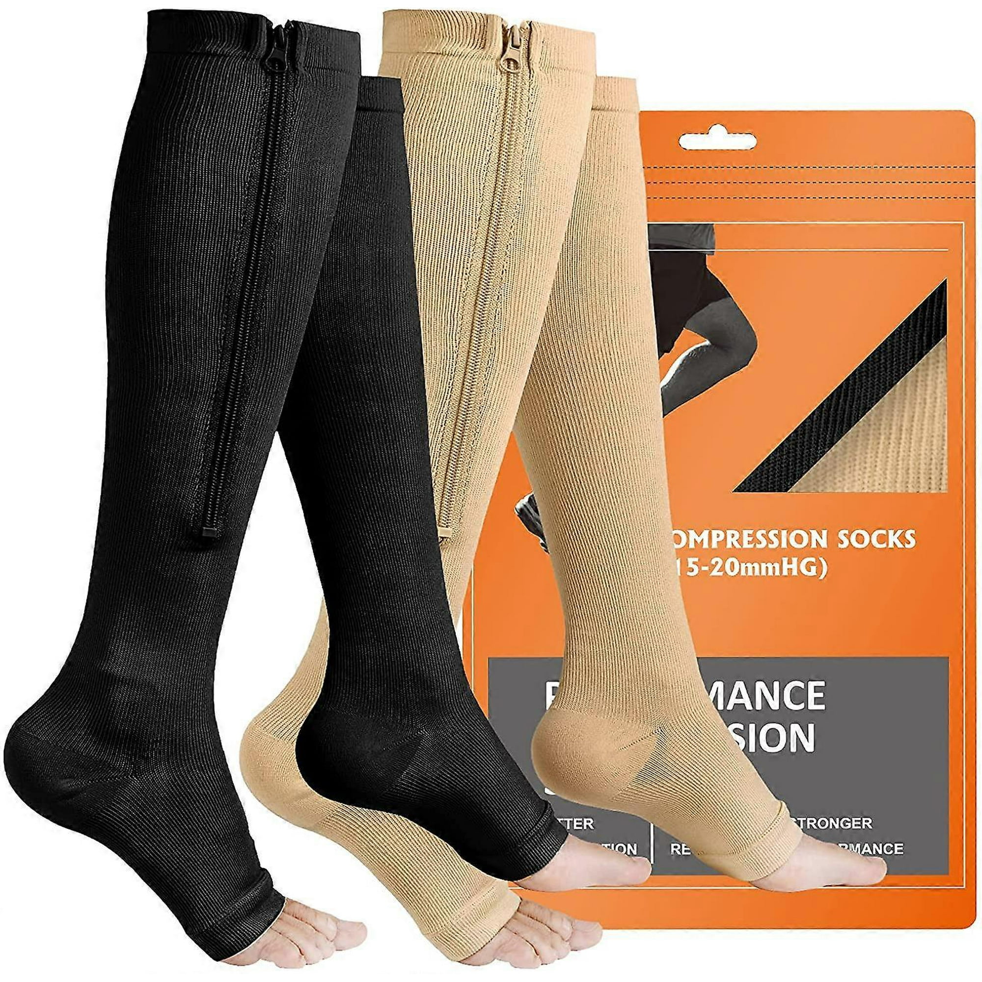 Click here for Ukstory Zipper Compression Socks  2 Pairs Open Toe... prices