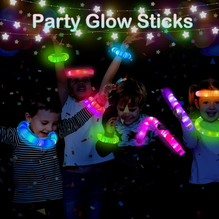 12 PCS Glow Sticks Party Packs Byseng Party Favor Supplies for Kids Light up Pop Tubes Glow Necklaces Bracelets Party Decorations Toys Walmart