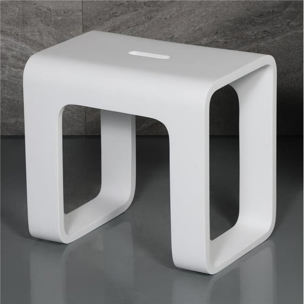 White Matte Solid Surface Resin Bathroom Shower Stool