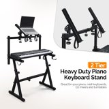 2 Tier Piano Keyboard Stand - Z Style Heavy Duty Keyboard Stand, Adjustable and Portable Music ...
