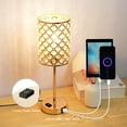 Crystal Touch Control Table Lamp Set of 2 with 2 USB Charging Ports and ...