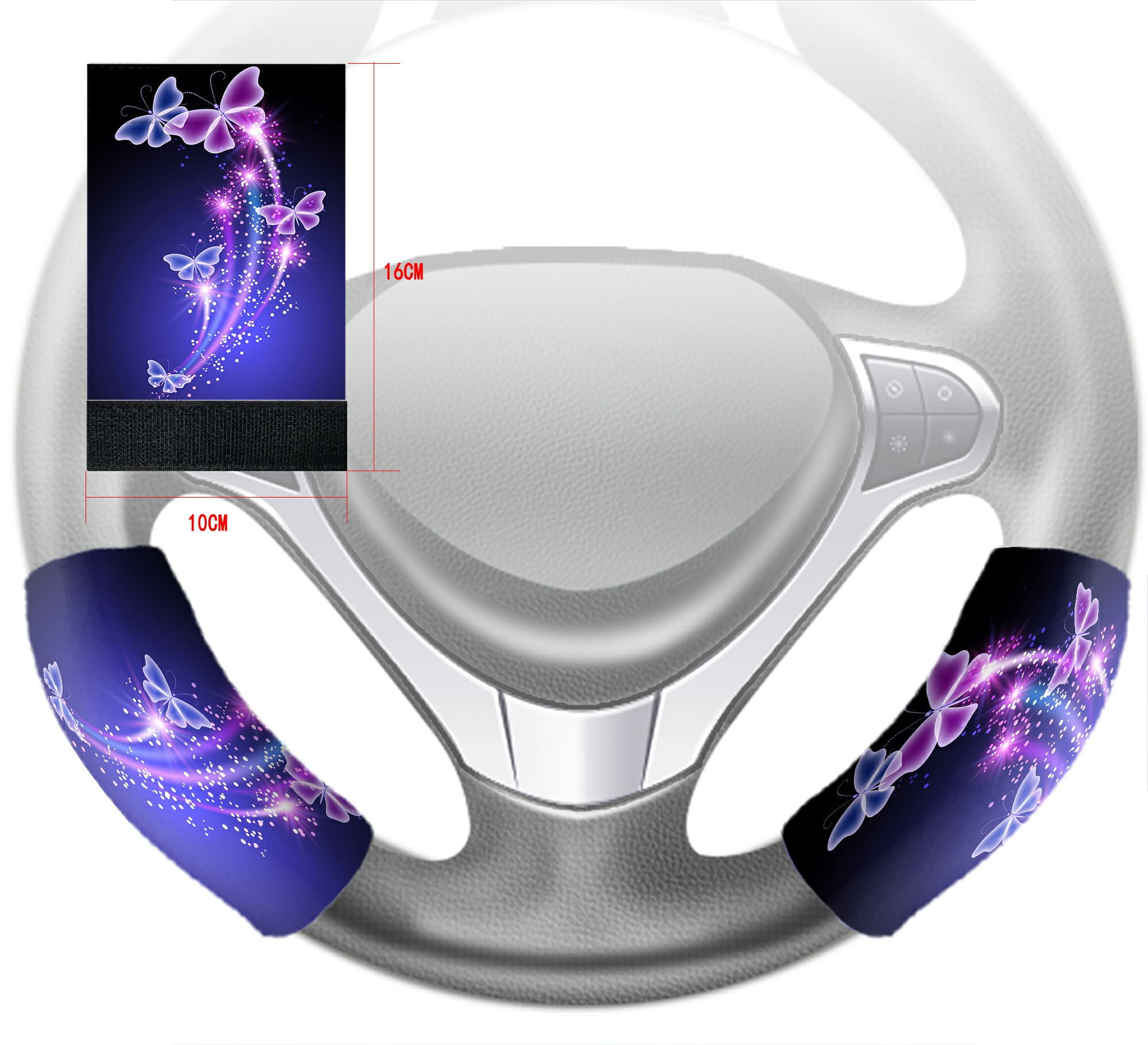GCKG Pink Purple Butterfly Shining Light Steering Wheel Cover Anti-slip ...