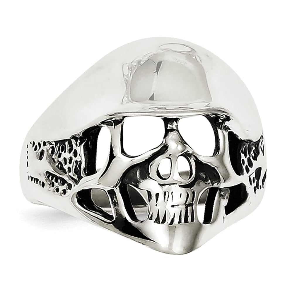 Sterling Silver Antiqued Skull Ring - Walmart.com