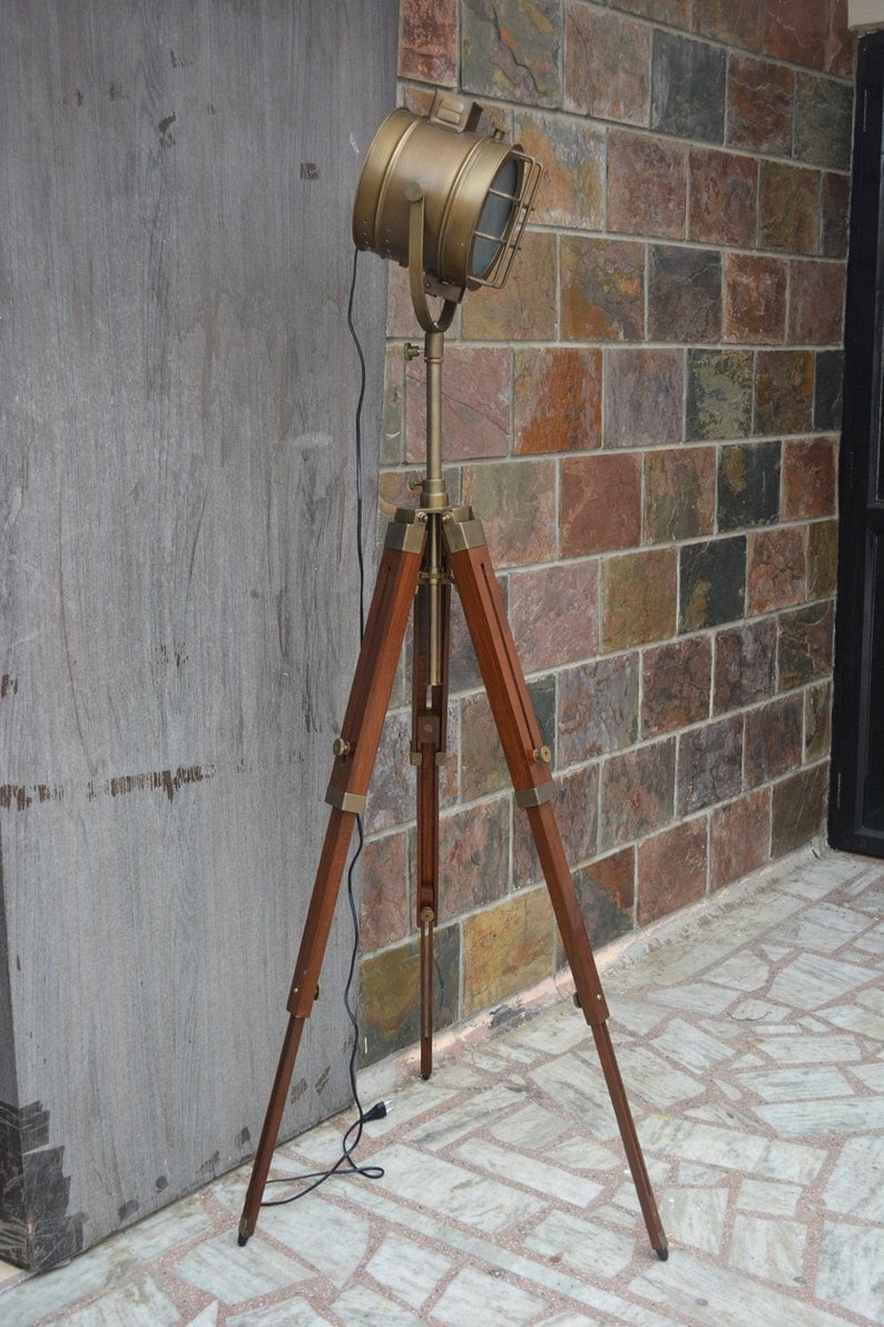 Modern Studio Floor Searchlight Industrial Brown Antique Spotlight with ...