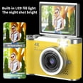 Yellow Student Digital Camera 2.4 Inch Flip Screen Autofocus 1080P 48Mp ...