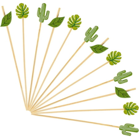 300 Pcs Green Cacti Cocktail Picks Green Leaf Handmade Toothpicks ...