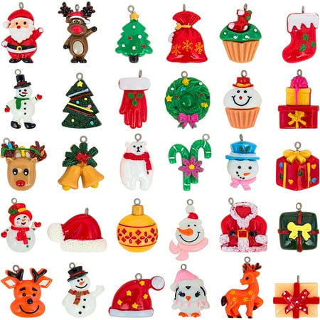 30 Pieces Mini Christmas Ornaments Resin Tiny Christmas Tree ...