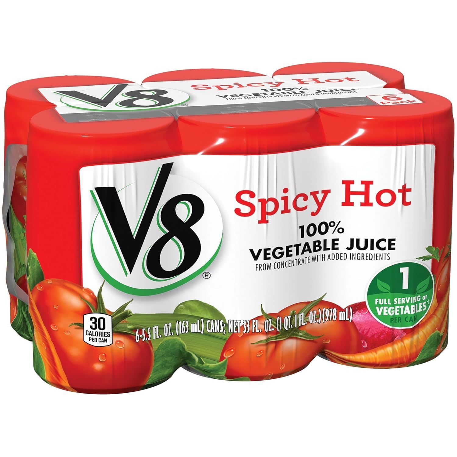 V8 Spicy Hot 100% Vegetable Juice 5.5oz (Pack of 18) | Walmart en línea