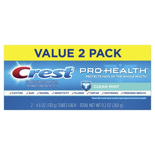 Crest Pro-Health Clean Mint Toothpaste, 4.6oz, Twin Pack - Walmart.com