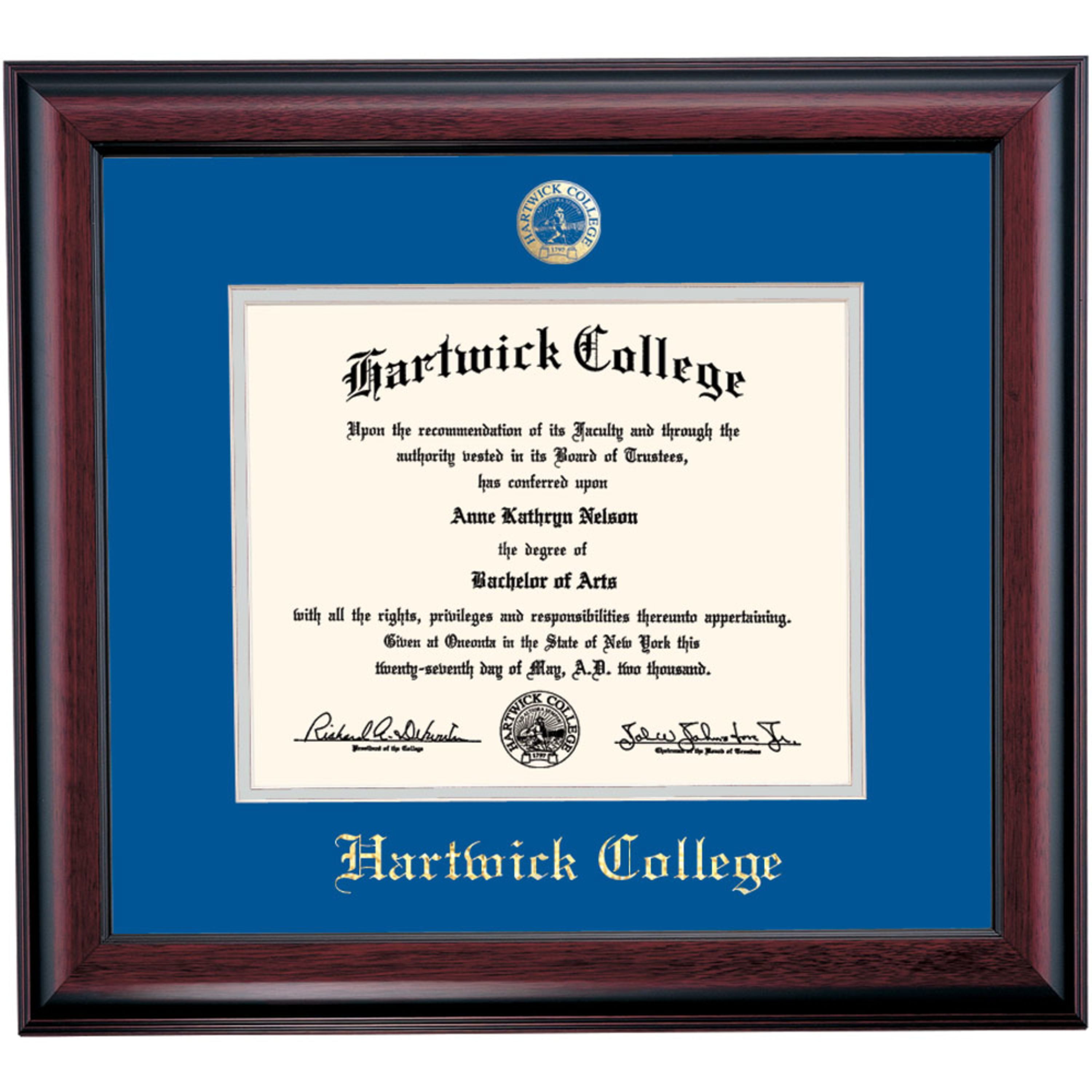 OCM Diploma Frame for Hartwick College, 16" x 18" Diploma Certificates ...