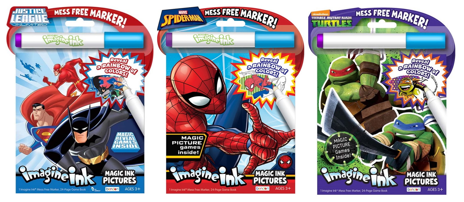 Bundle of 3 Imagine Ink Magic Pictures Activity Books - Justice League ...