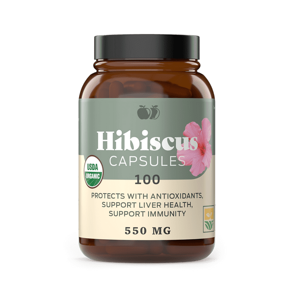 Organic Hibiscus Capsules - 100 Count, 550mg, Antioxidant & Herbal ...