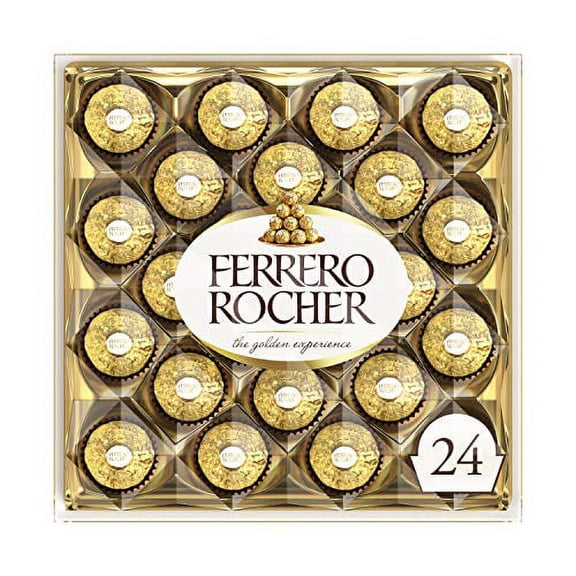 Ferrero Rocher Fine Hazelnut Milk Chocolate, 24 Count, Chocolate Candy ...