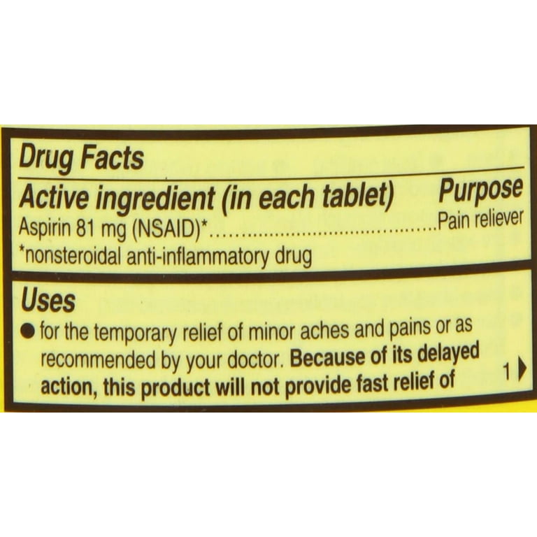 Baby Aspirin Label