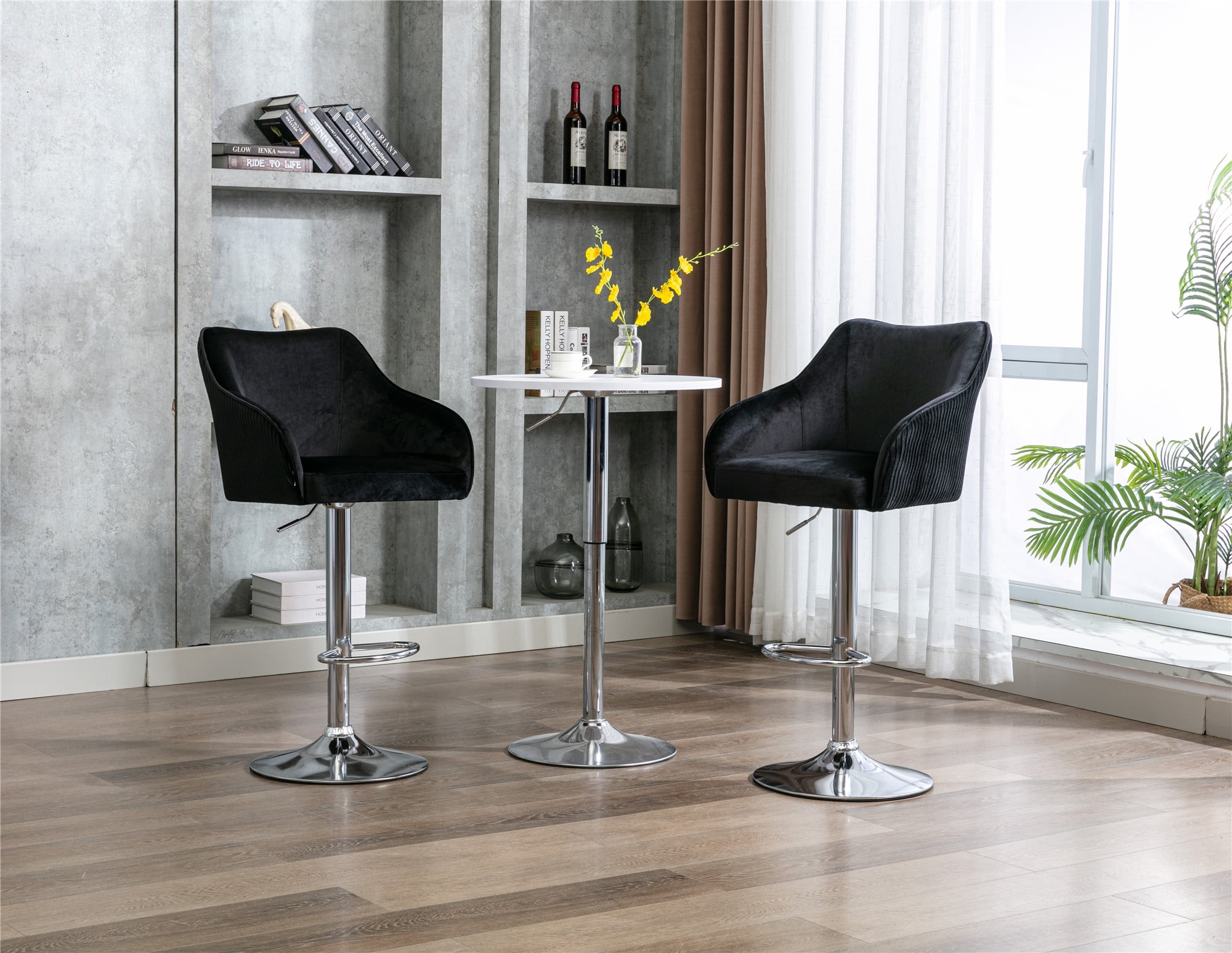 Modern Bar Stools with Back and Footrest, Counter Height Dining Chairs ...