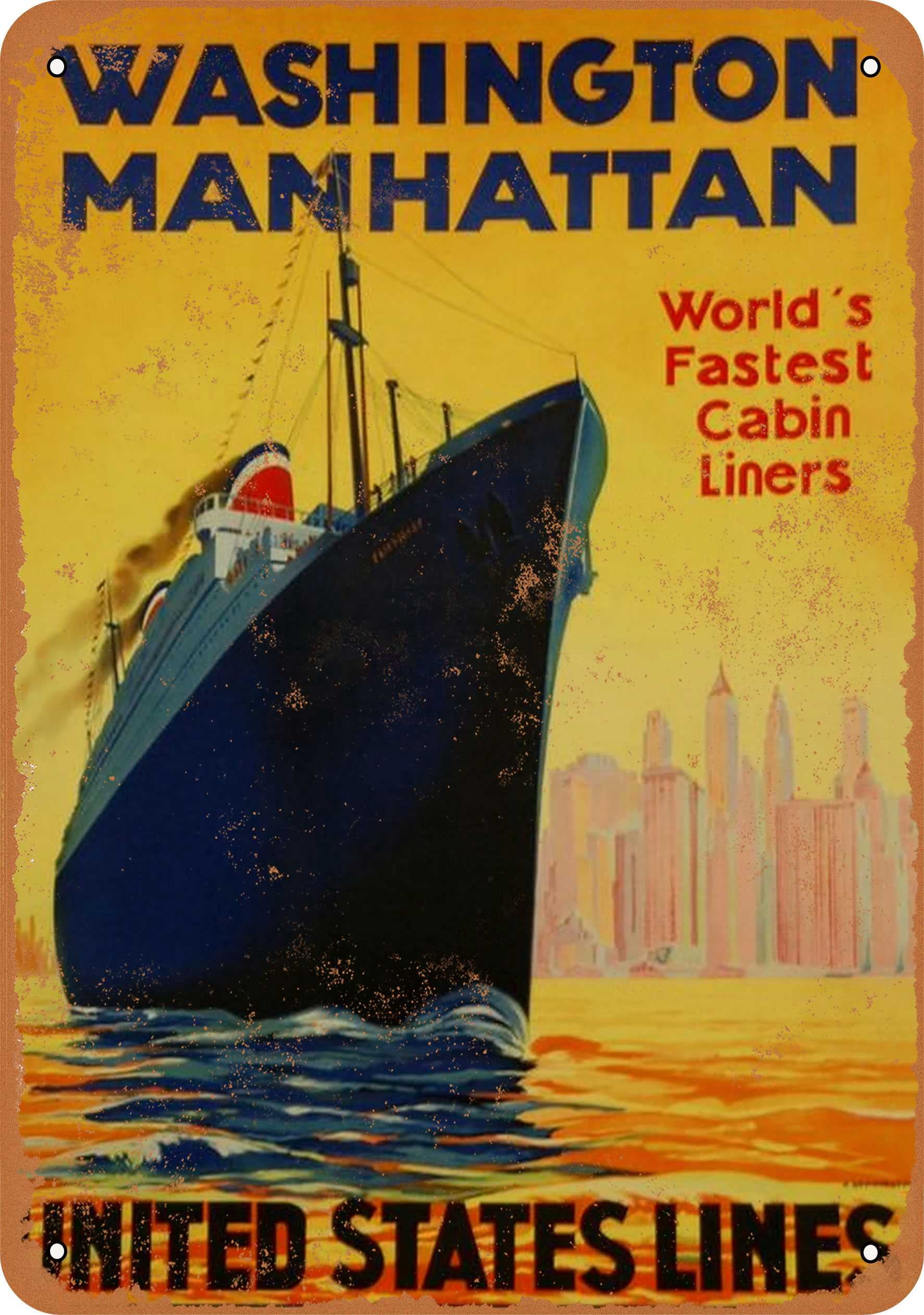 9 x 12 METAL SIGN - 1933 United States Lines World's Fastest Cabin ...