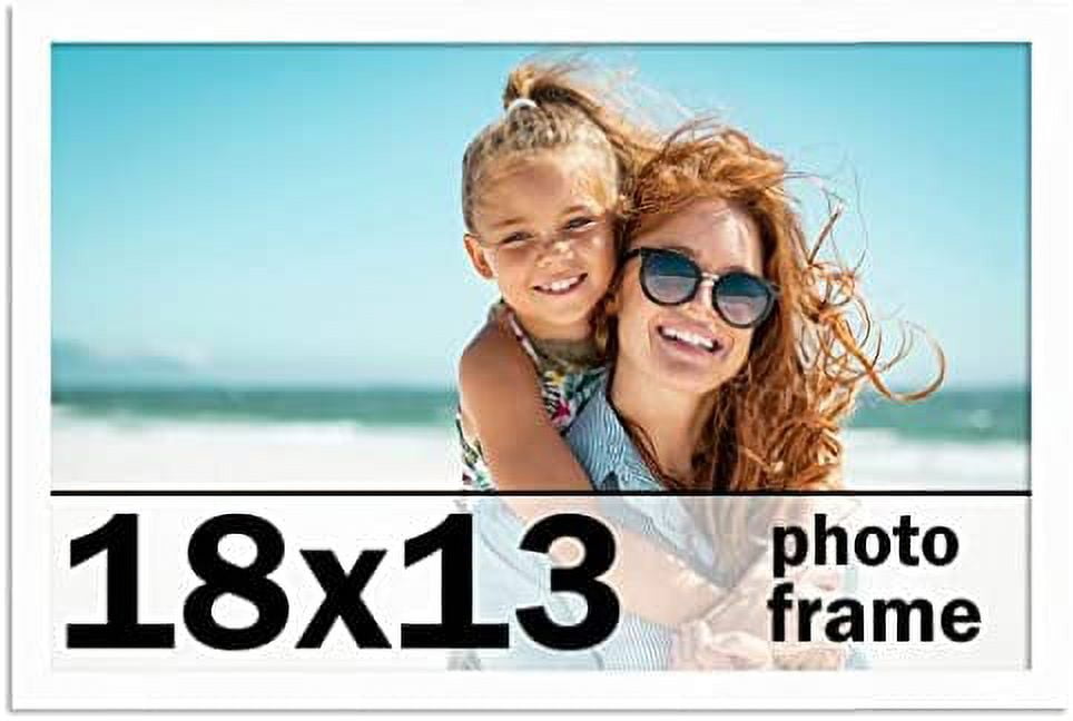 18X13 Frame White Solid Wood Picture Frame Includes UV Shatter Guard ...