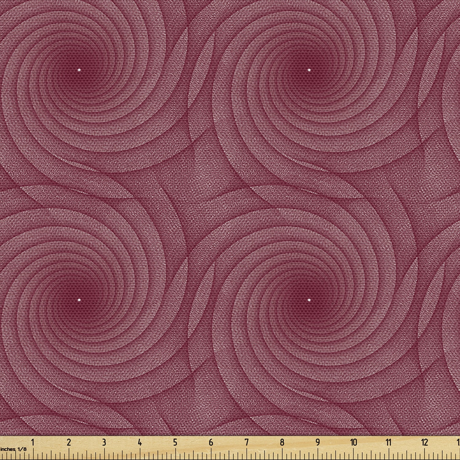 Maroon Sofa Upholstery Fabric by the Yard, Rhythmic Spirals Fractal ...