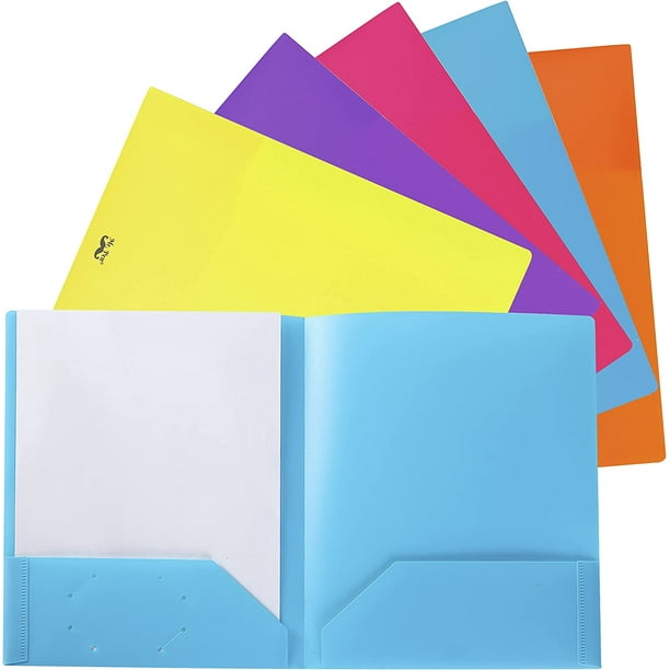 Mr. Pen- Plastic Folders with Pockets, 5 pcs, Assorted Colors, Folders ...