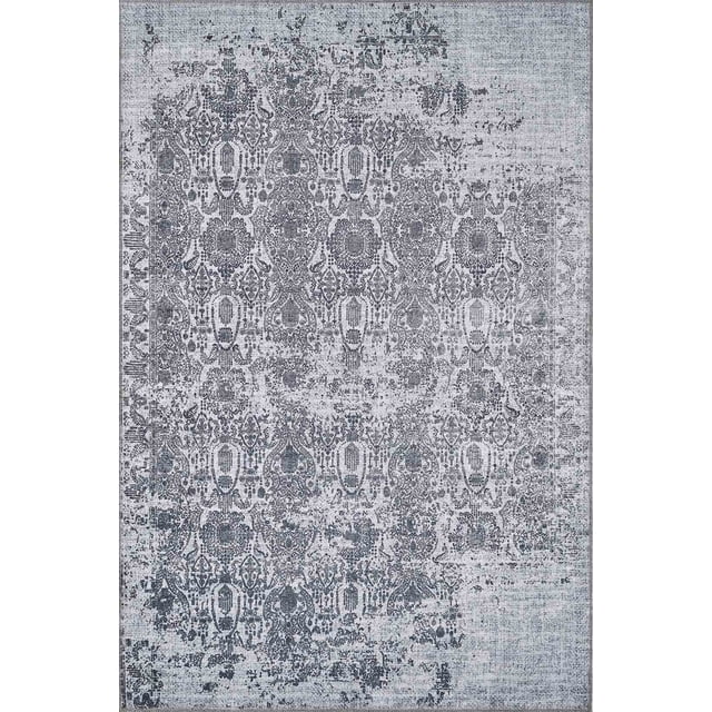 Woolknot Enclave 5'x8'' ENC1094V2 Dark Grey/Grey 0.24 inch Area Rug ...