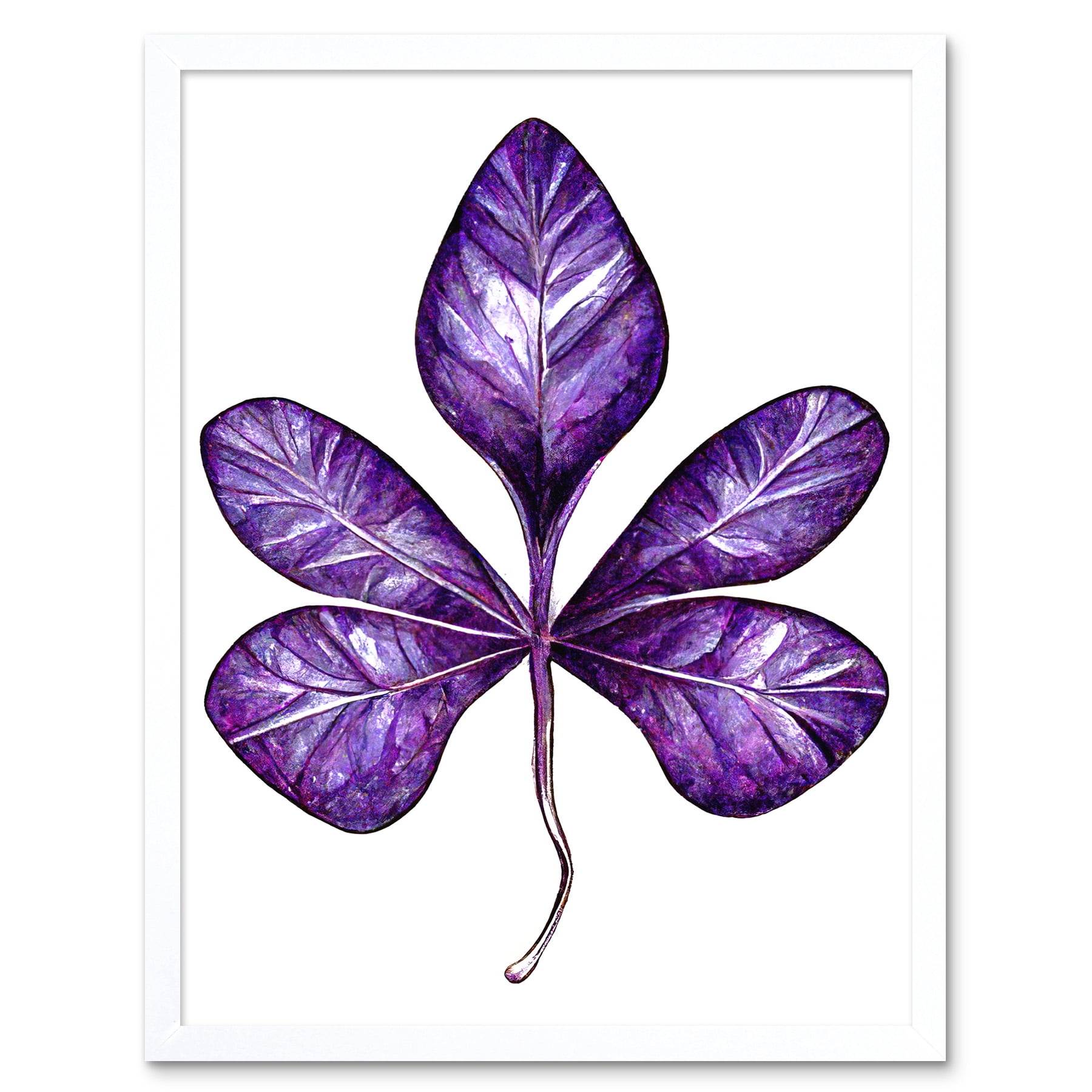 Purple on White Money Tree Leaf Modern Simple Illustration Art Print ...