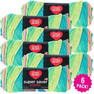 Red Heart Super Saver Yarn - Favorite Stripe, Multipack of 12 - Walmart.com