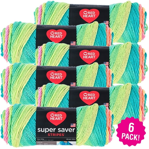 Red Heart Super Saver Yarn - Retro Stripe, Multipack of 6 - Walmart.com ...
