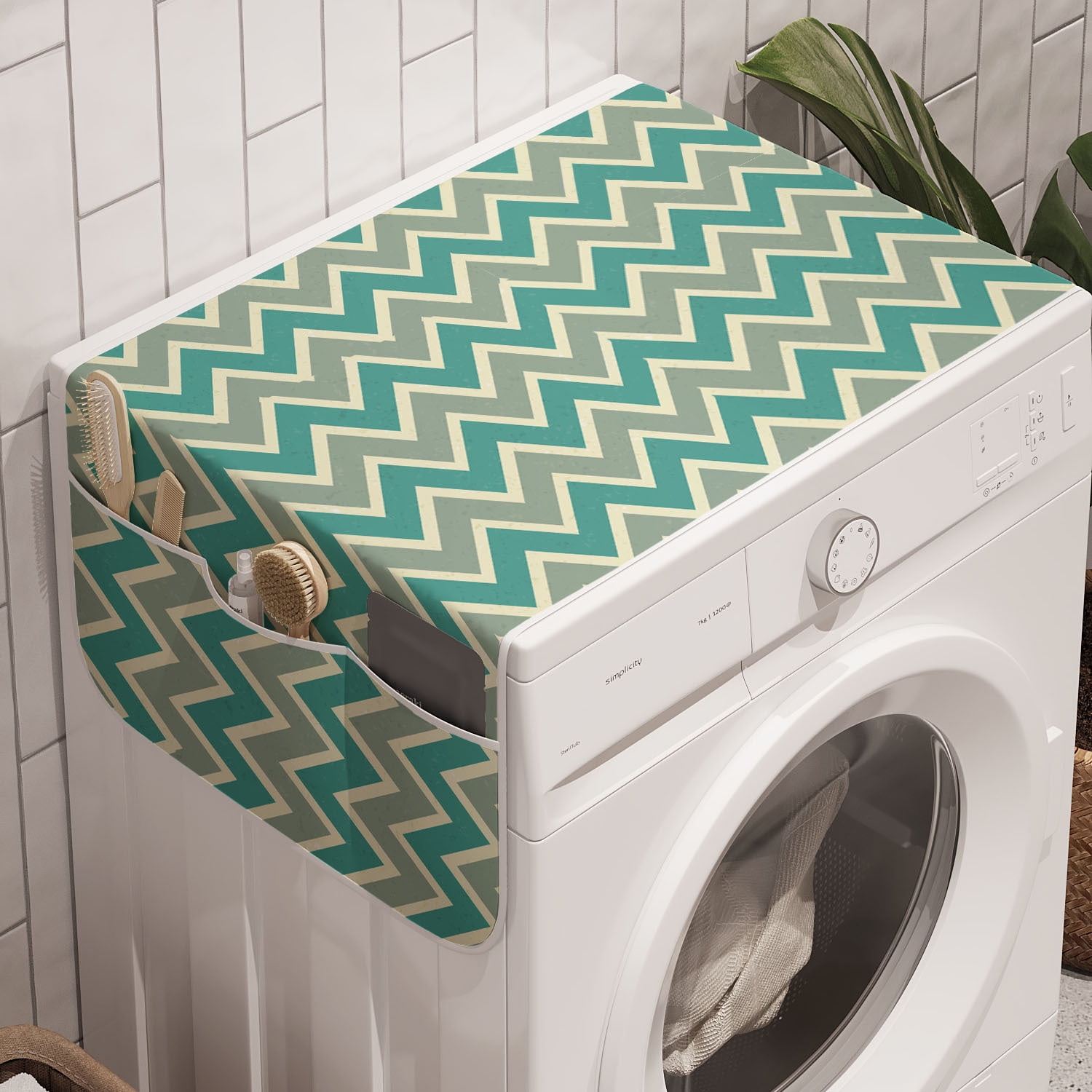 Chevron Washing Machine Organizer, Zigzag Stripes Pattern Angular ...