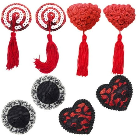 4 Pair Self Adhensive Nipple Covers Love Heart Flower Design Lingerie ...