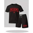 Black Miami Graphic T-Shirt And Shorts Set Mens Casual Two-Piece Outfit ...