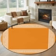 6ft Round Rug Orange Greek Key Area Rugs for Living Room Bedroom ...