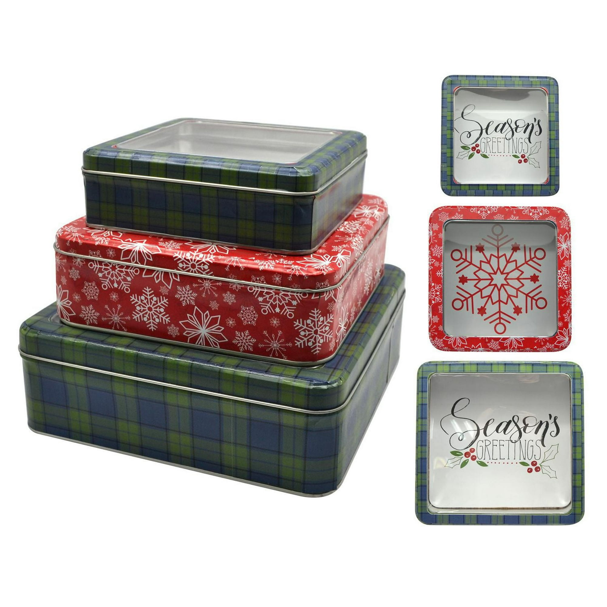 Click here for Holiday Time Window Square Tin - Seasons Greeting... prices
