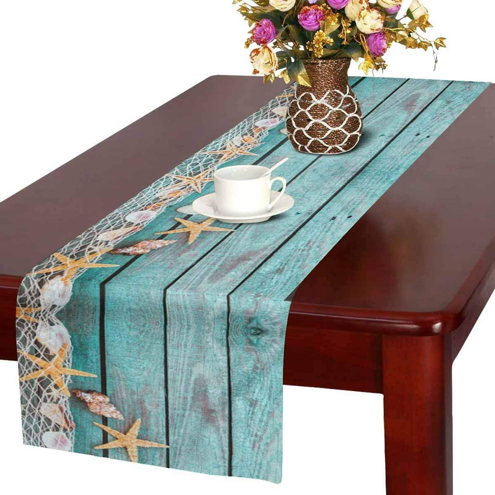 MKHERT Marine Fishing Net with Shells and Starfish On Rustic Wood Table ...