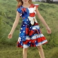 Avrnliq Girls 4th of July Dress Short Sleeve Ruffle Patriotic Midi ...