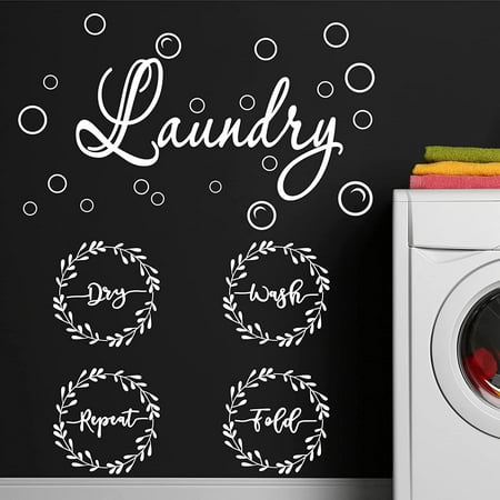 Laundry Room Vinyl Wall Decal Wash Dry Fold Repeat Wall Sticker Bubble ...