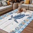 Blue Turtle Coastal Outdoor Rug 4x6 ft Summer Starfish Beach Shell ...