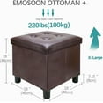 18 Inches Cube Storage Ottoman, Faux Leather Collapsible Square Folding ...