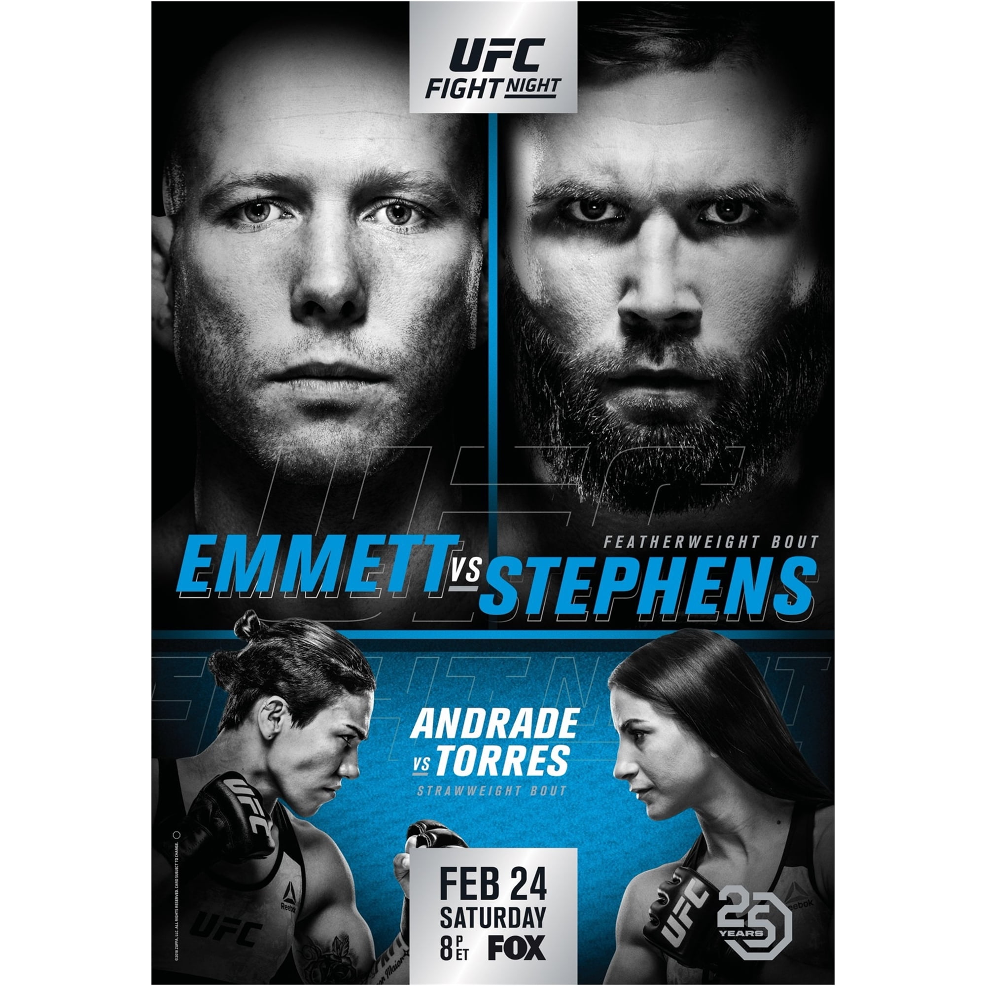 UFC Unisex Fight Night Feb 24 Saturday Official Poster, Blue, One Size ...