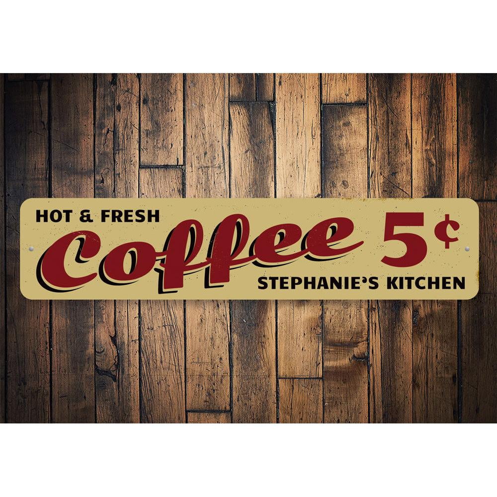 Hot & Fresh Coffee Novelty Sign, Metal Wall Decor - 4x18 inches ...