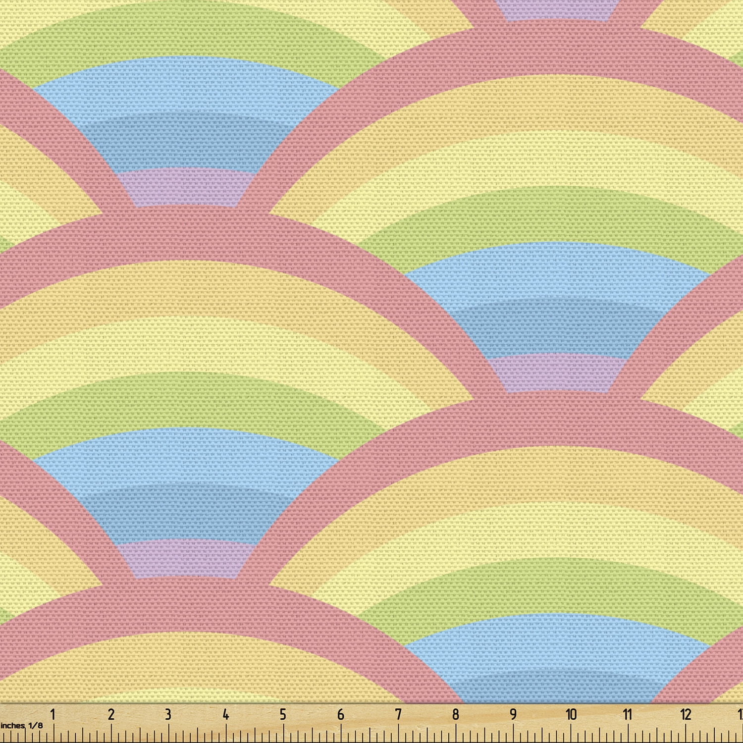 Pastel Fabric by the Yard Upholstery, Rainbow Inspired Composition of ...