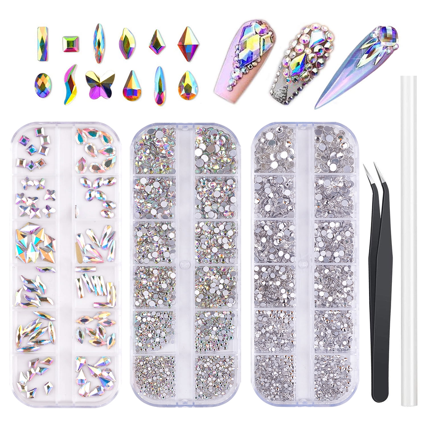 FITDON Nail Rhinestones Set for Nail Decoration DIY Jewel Charms ...